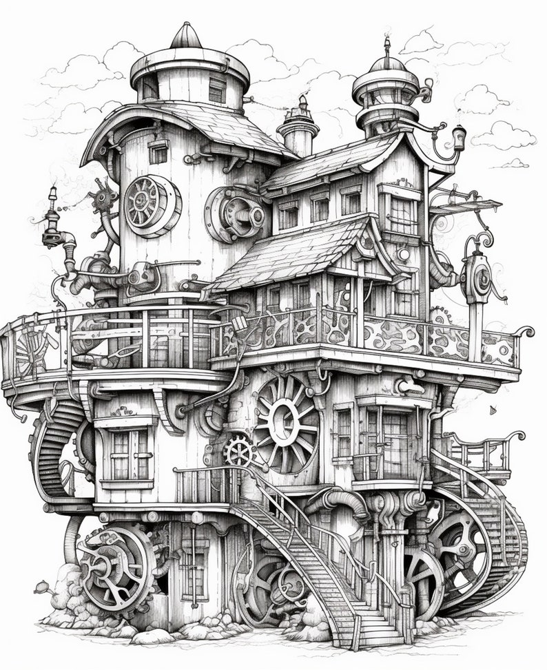 The World of Steampunk Coloring Book for Adults - Etsy