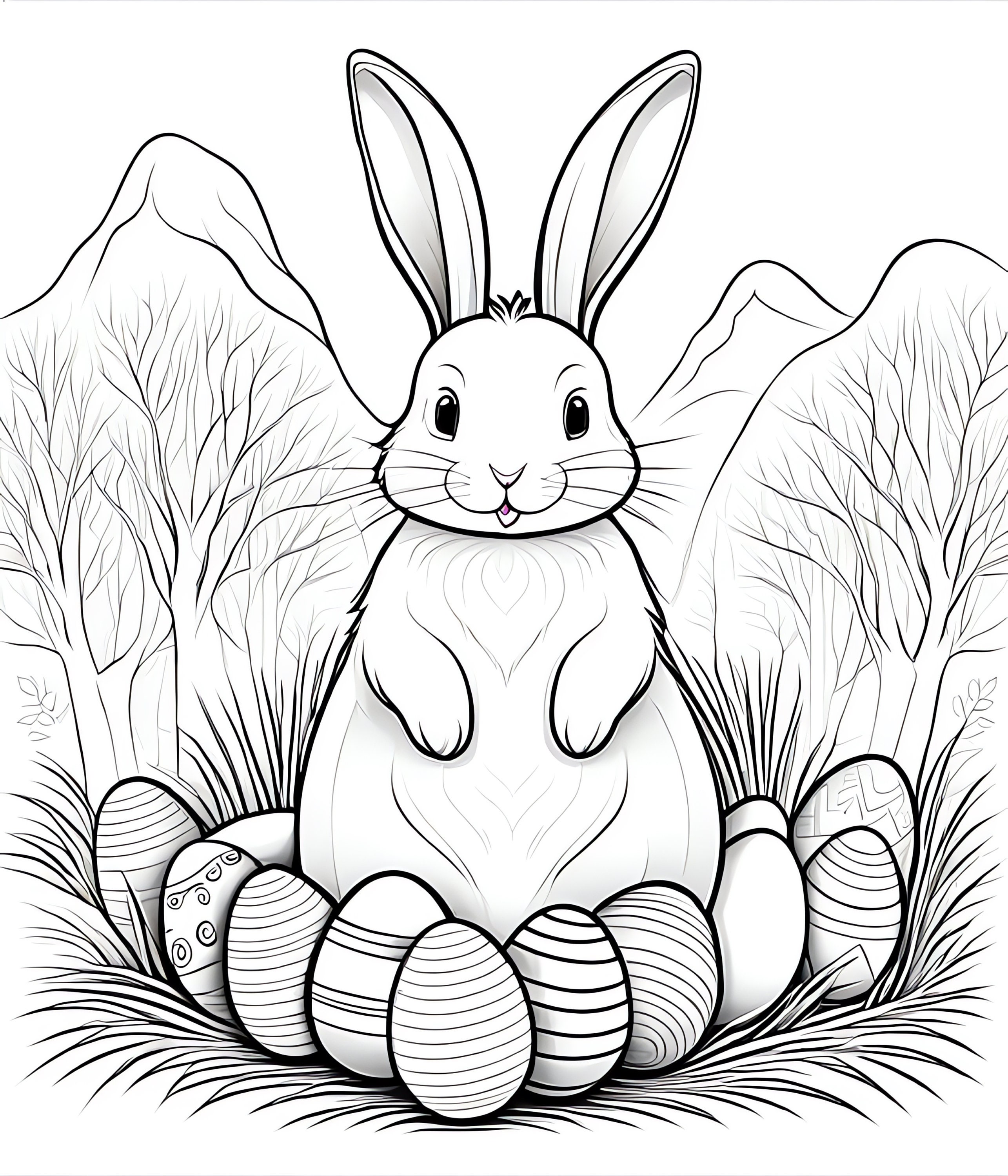 Bunnies and Eggs. Easter Coloring Book for Kids. Easter Coloring Pages ...