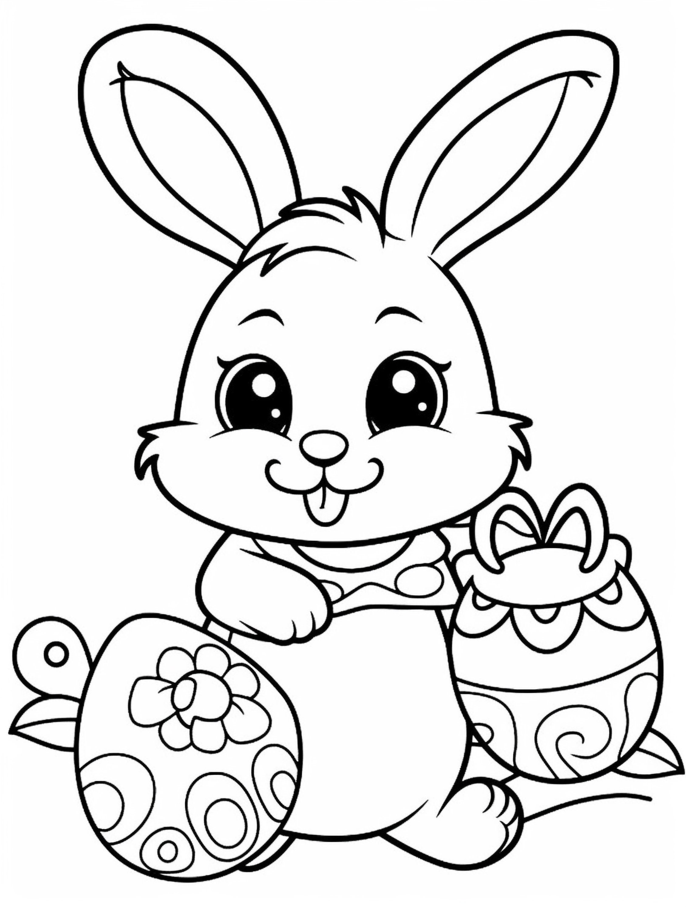 Bunnies and Eggs. Easter Coloring Book for Kids. Easter Coloring Pages ...