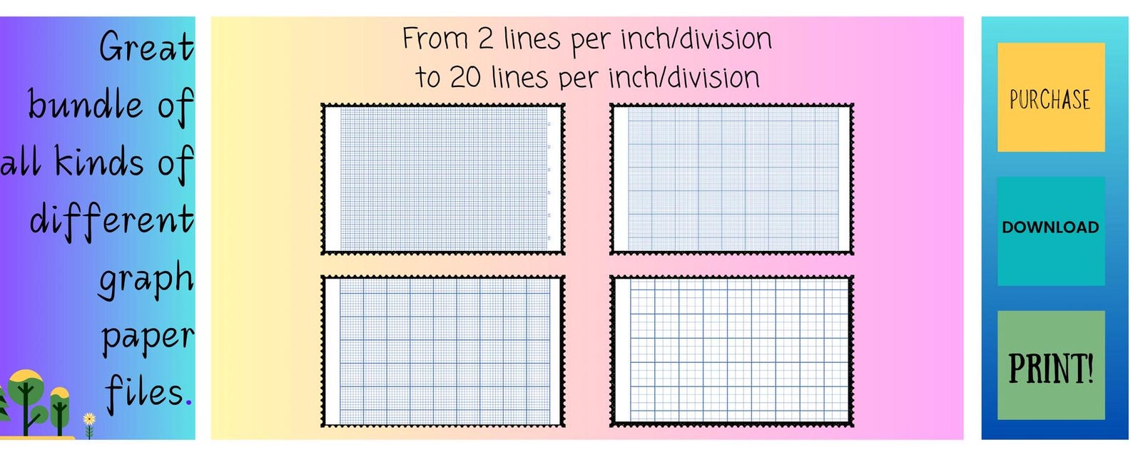Graph Paper Bundle Printable Graph Grid Paper Templates Graph Pages ...