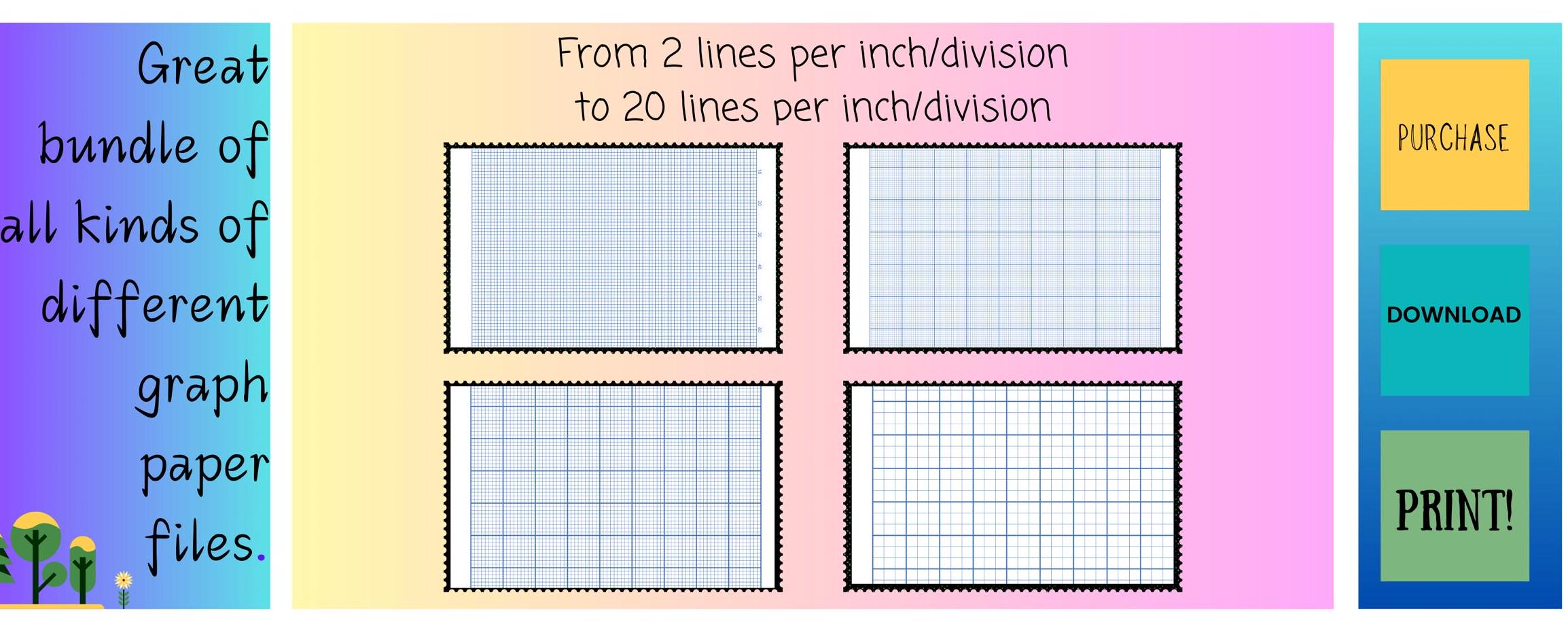 Graph Paper Bundle Printable Graph Grid Paper Templates Graph Pages ...