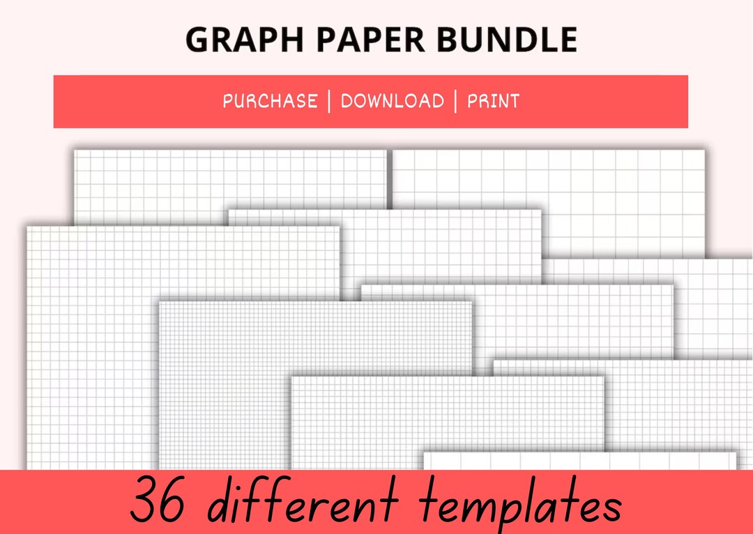 Graph Paper Bundle Printable Graph Grid Paper Templates Graph Pages ...