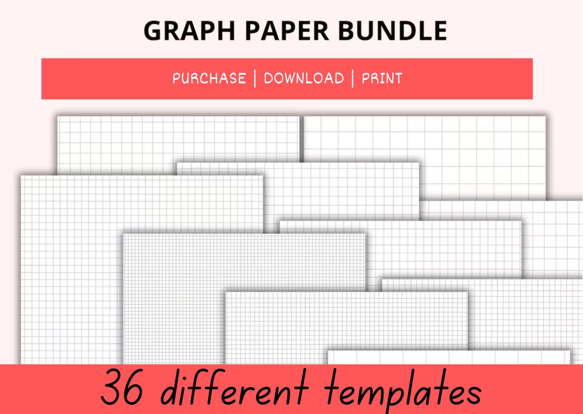 Graph Paper Bundle Printable Graph Grid Paper Templates Graph Pages ...