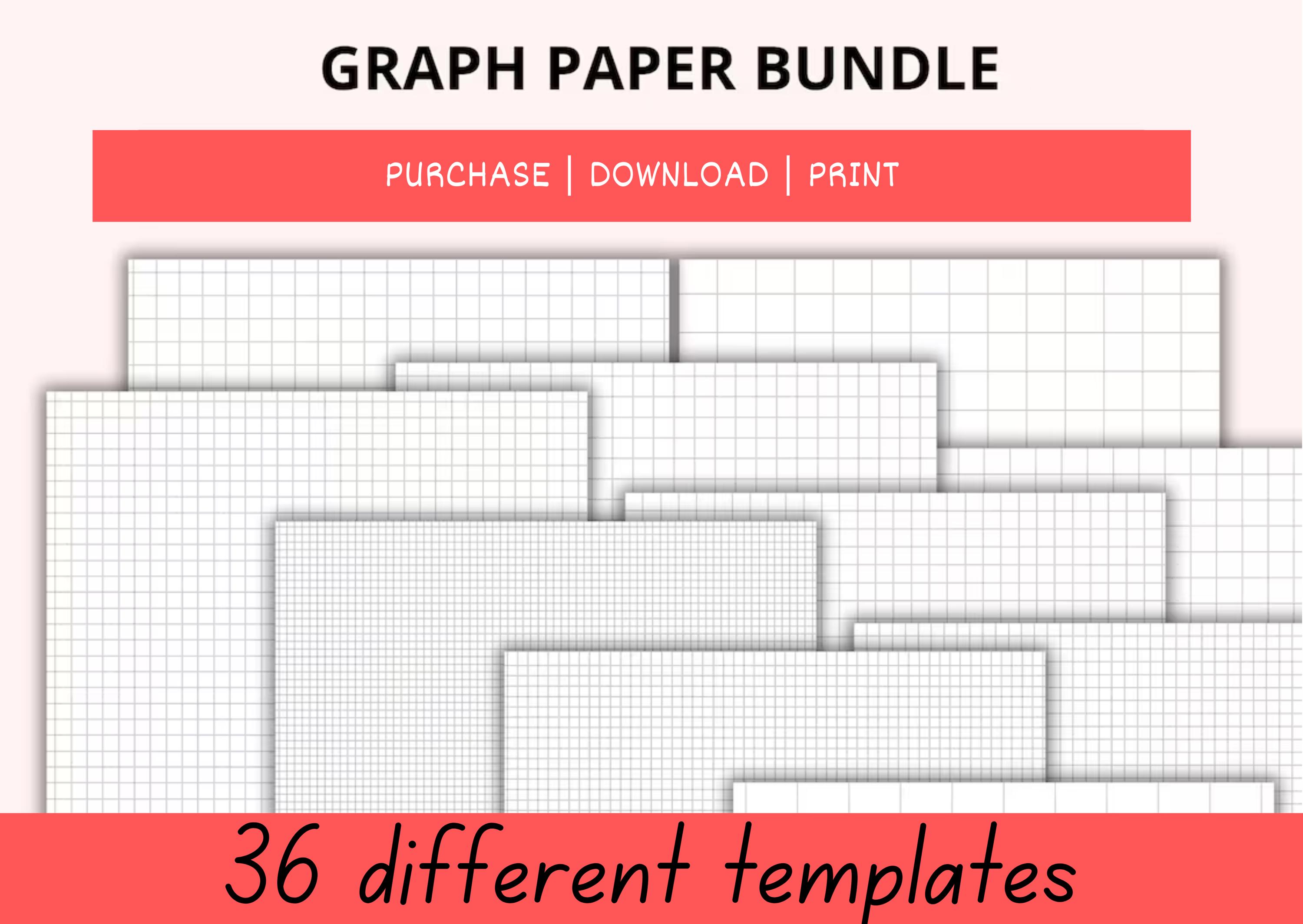 Graph Paper Bundle Printable Graph Grid Paper Templates Graph Pages ...