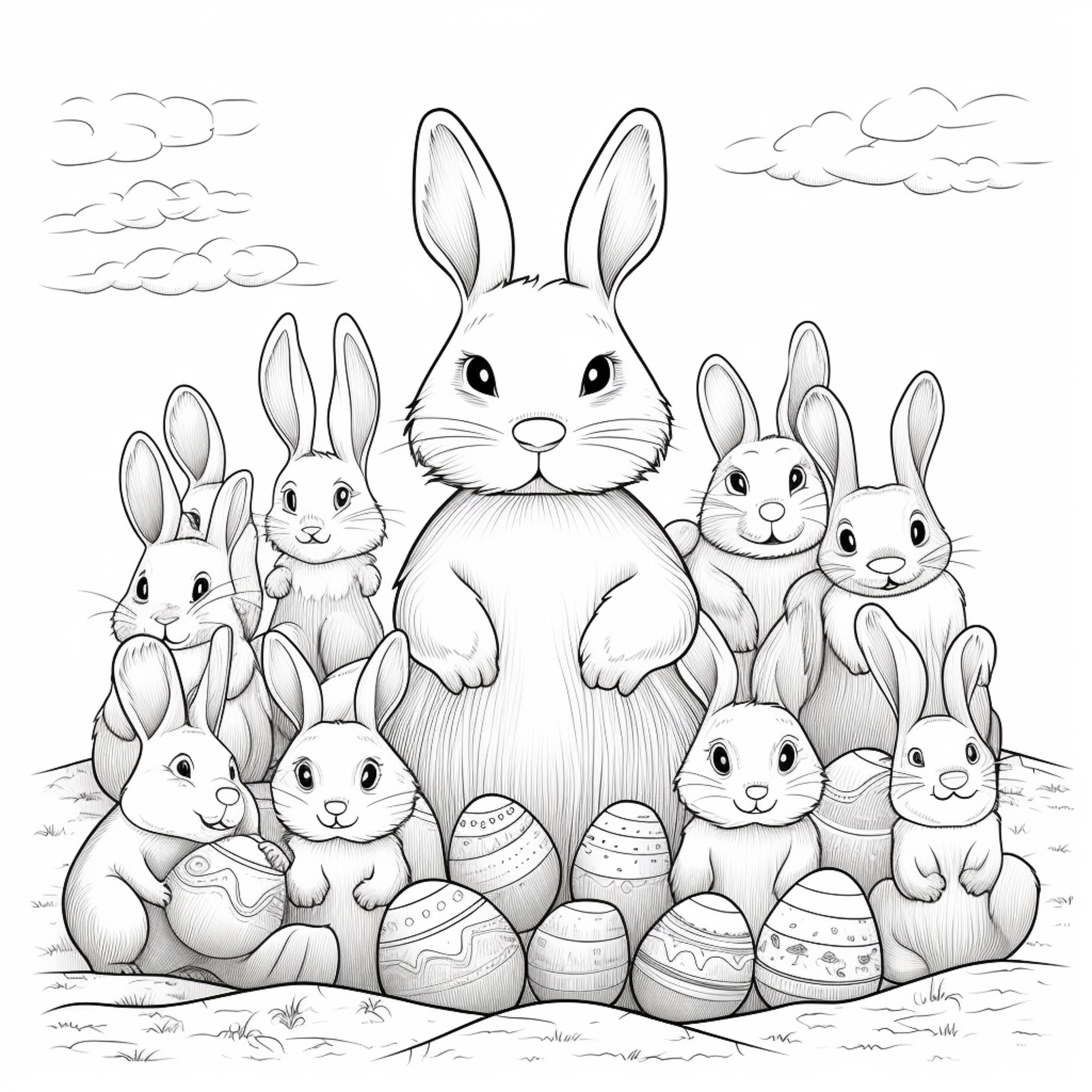 Bunnies and Eggs. Easter Coloring Book for Kids. Easter Coloring Pages ...
