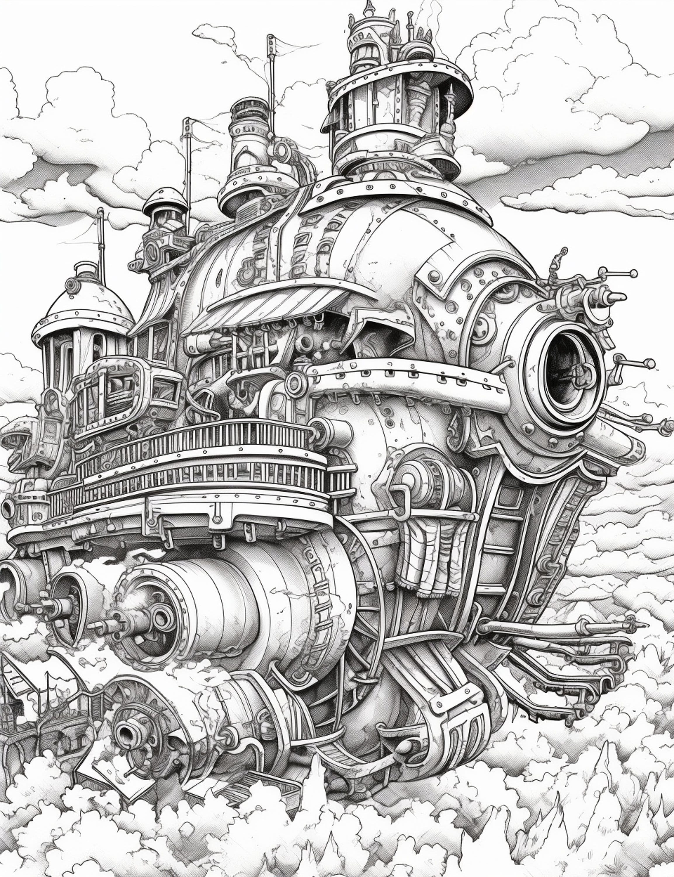 The World of Steampunk Coloring Book for Adults - Etsy