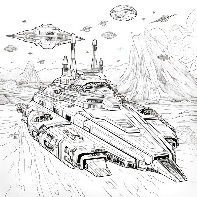 Space Wars Coloring Book. Fascinating and Creative Scenes of Galactic ...