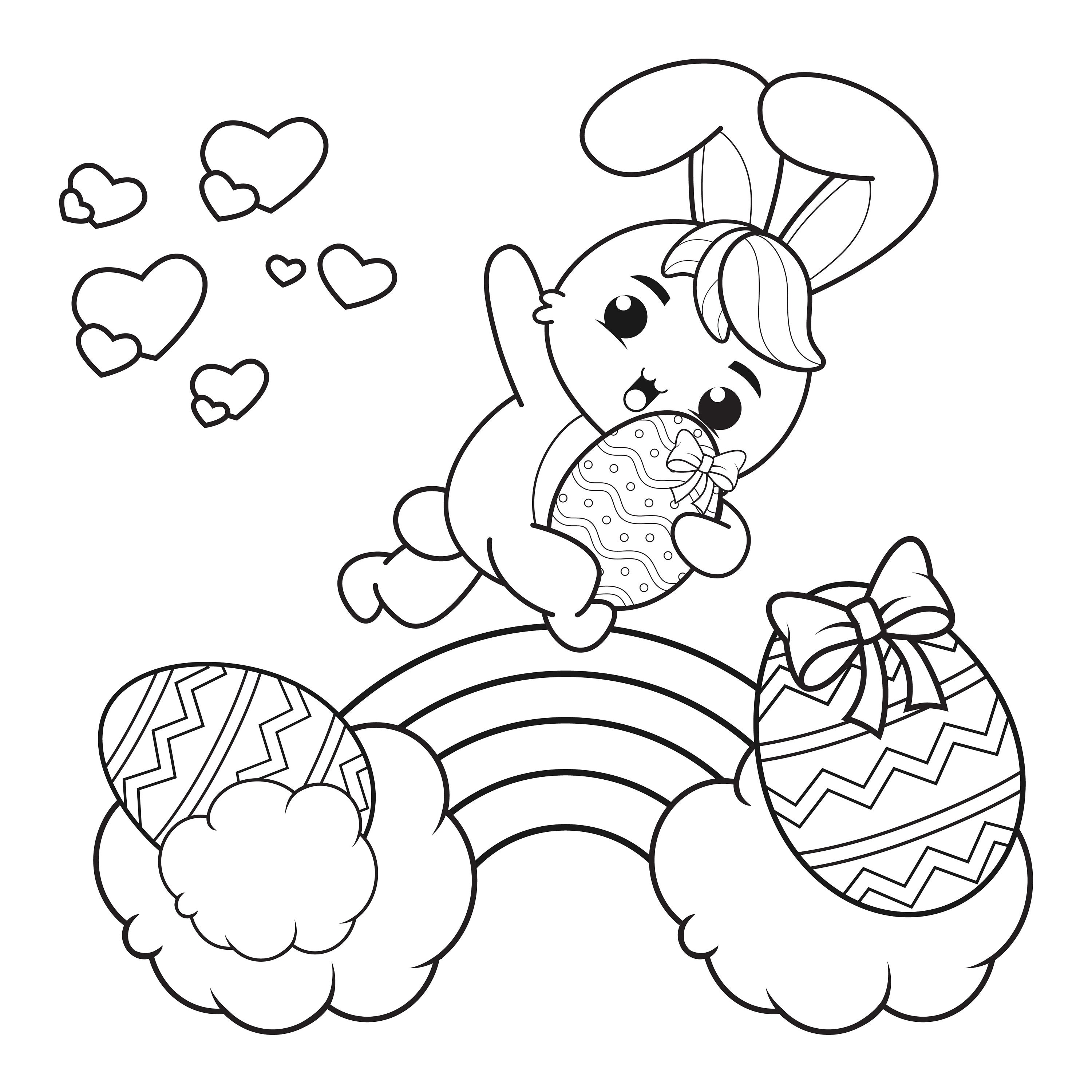 Bunnies and Eggs. Easter Coloring Book for Kids. Easter Coloring Pages ...
