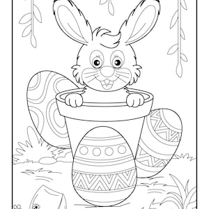 Bunnies and Eggs. Easter Coloring Book for Kids. Easter Coloring Pages ...