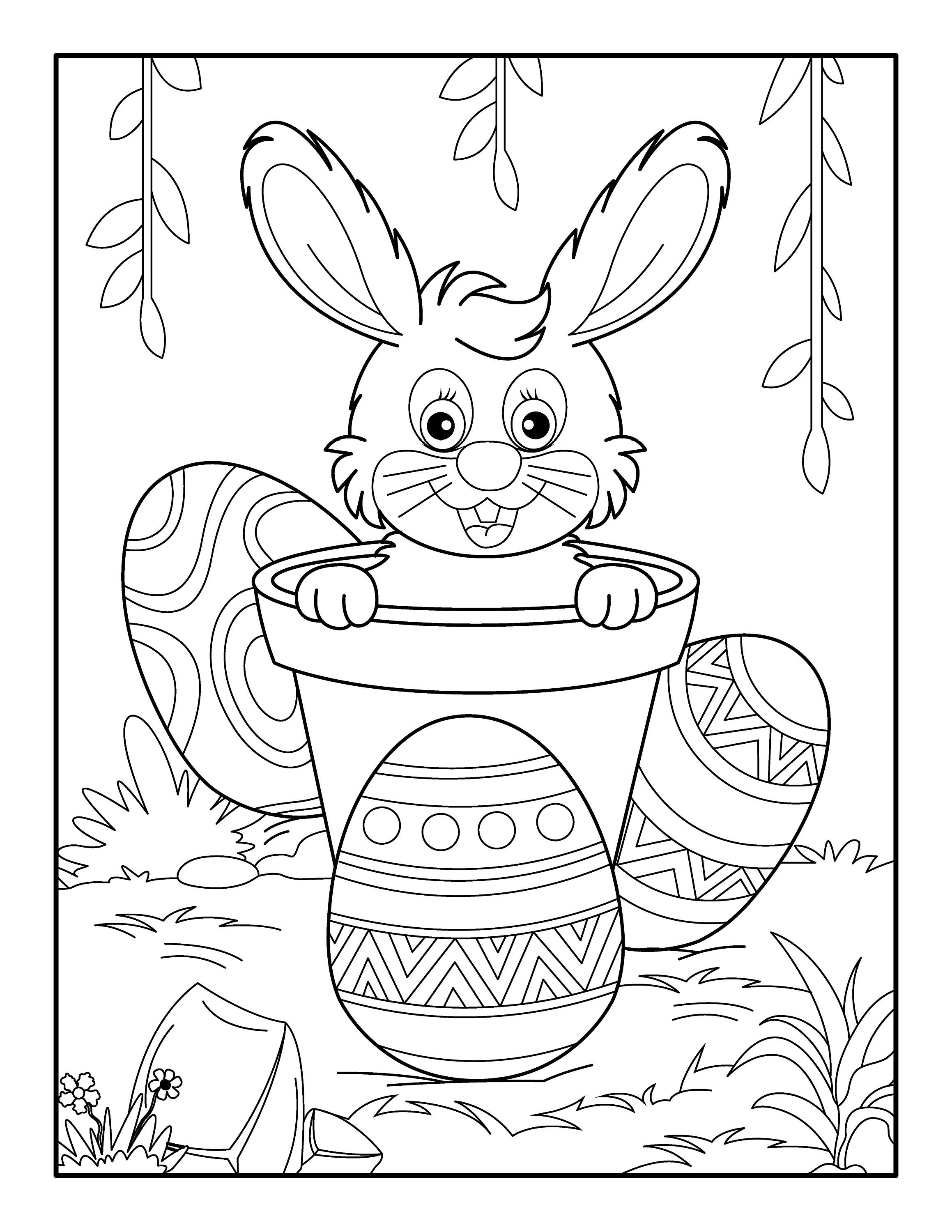 Bunnies and Eggs. Easter Coloring Book for Kids. Easter Coloring Pages ...