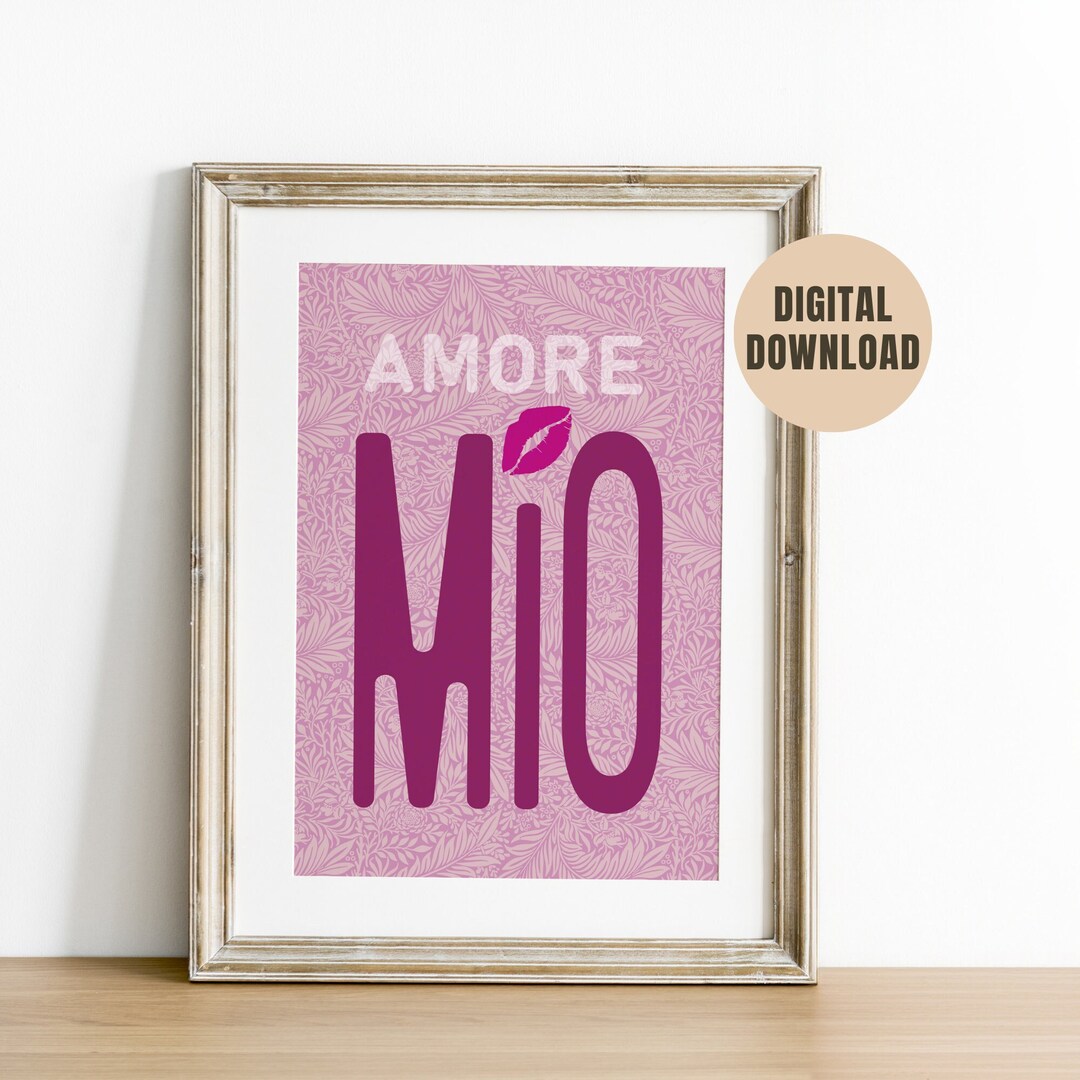 Amore Mio Romantic Poster, Amore Mio Art Print, Amore Print, Love Print ...