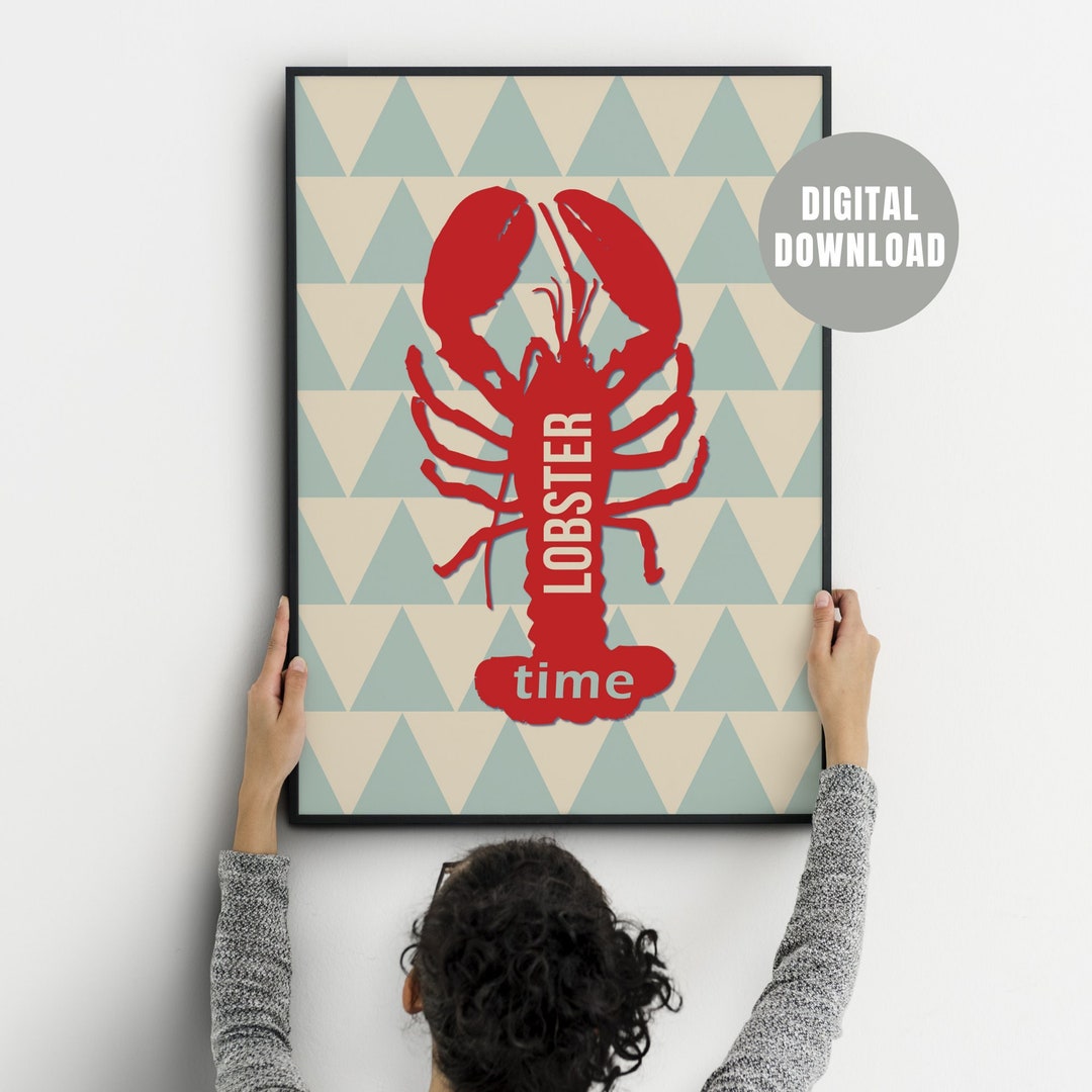 Lobster Kitchen Food Poster, Lobster Art Poster, Kitchen Food ...