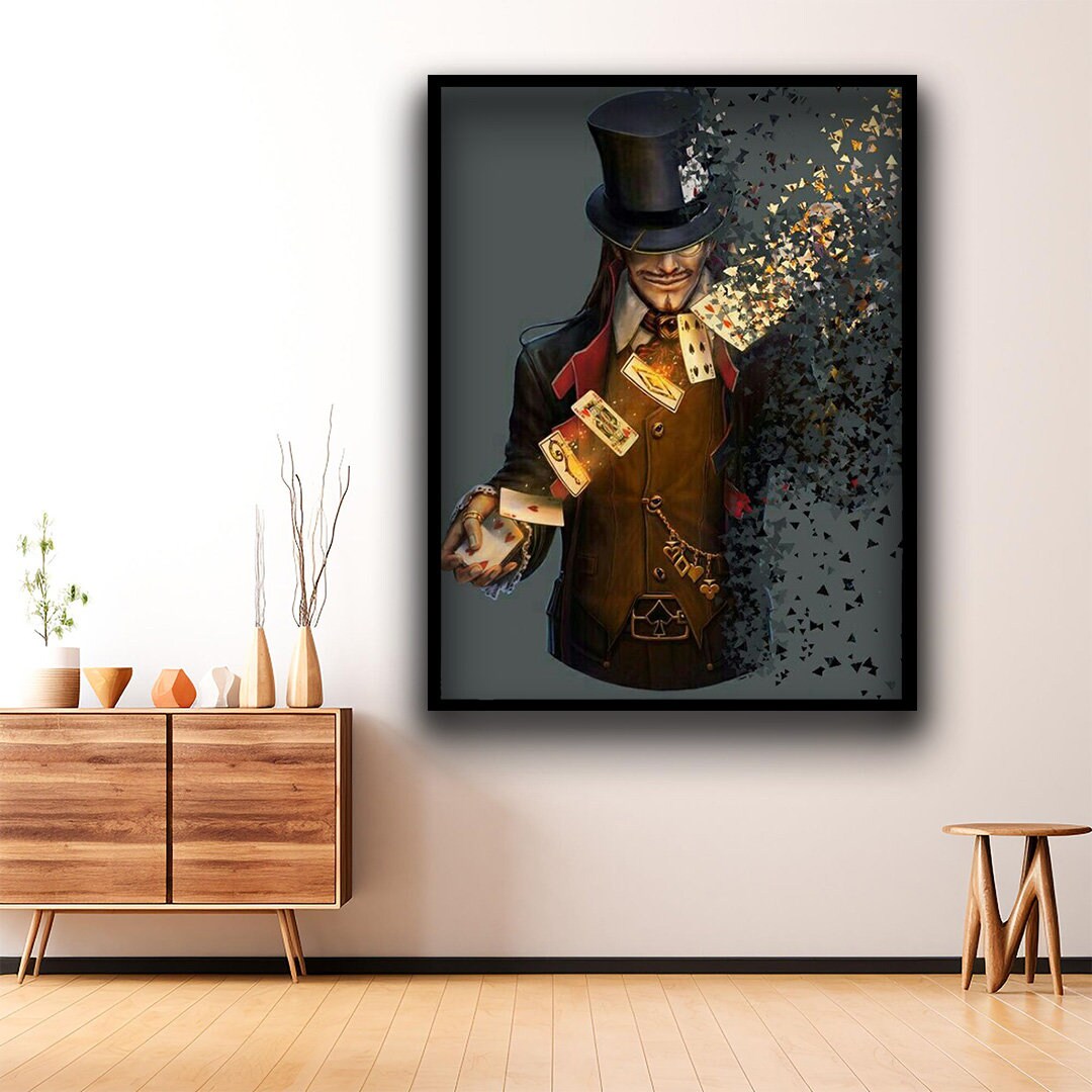 Playing Cards Canvas Painting,magician Man Wall Art,magician Hat and ...