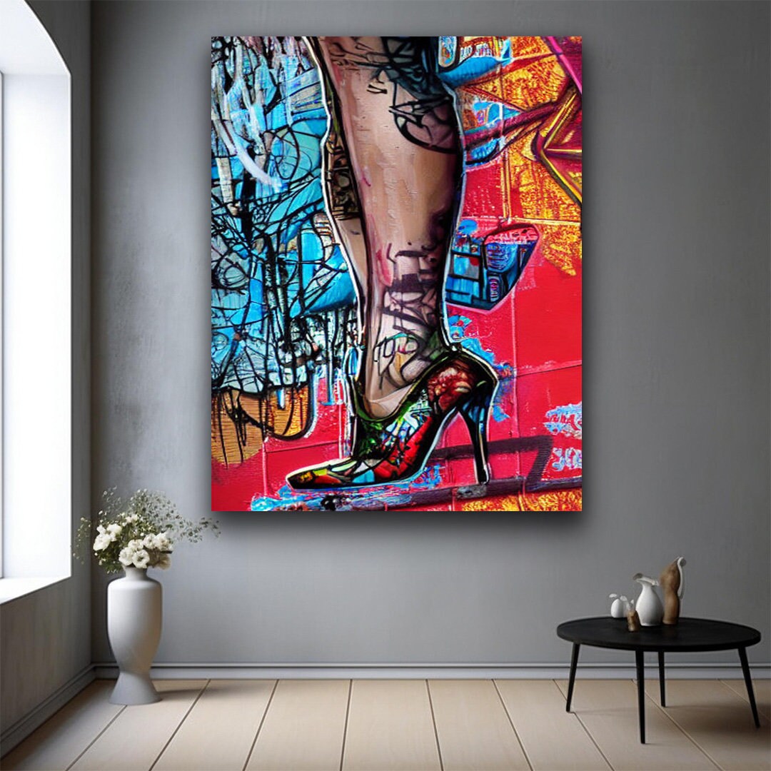 Pop Art Women Shoes Canvas Painting ,women High Heel Shoes Wall Decor ...
