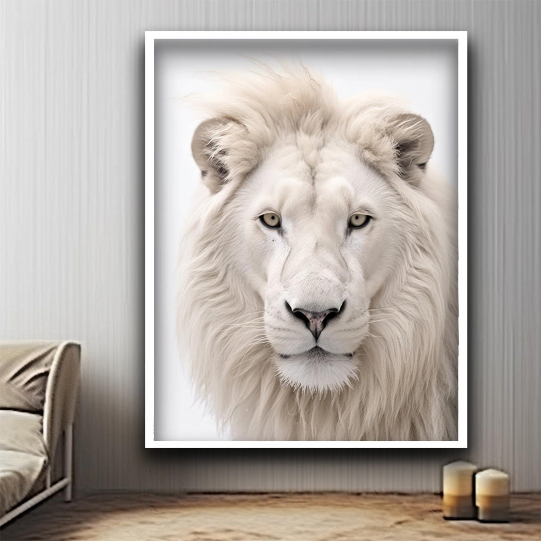 White Lion Canvas Painting, Arslan and Nobility Wall Art, King of the ...