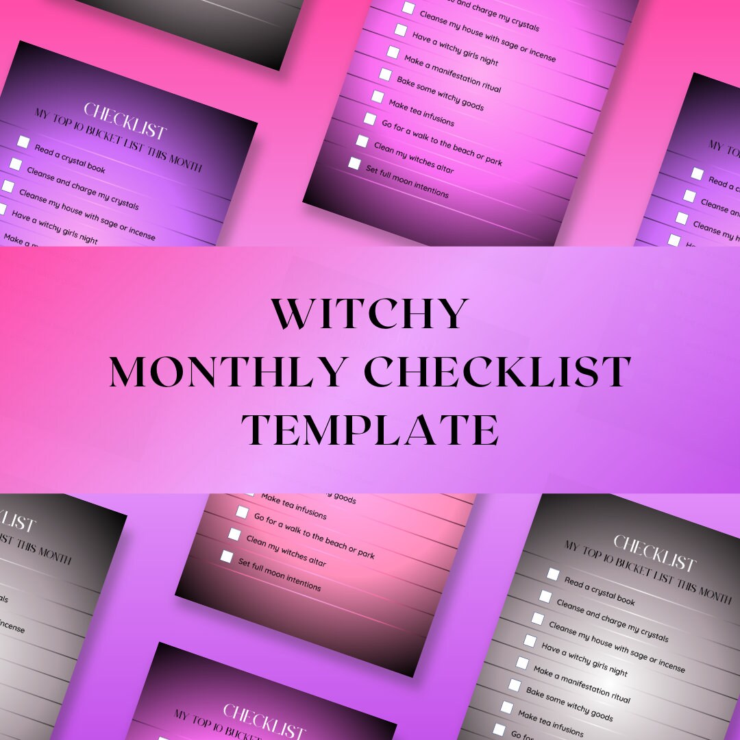 Editable WITCHY MONTHLY CHECKLIST Spells Magic Rituals Notes Workbook ...