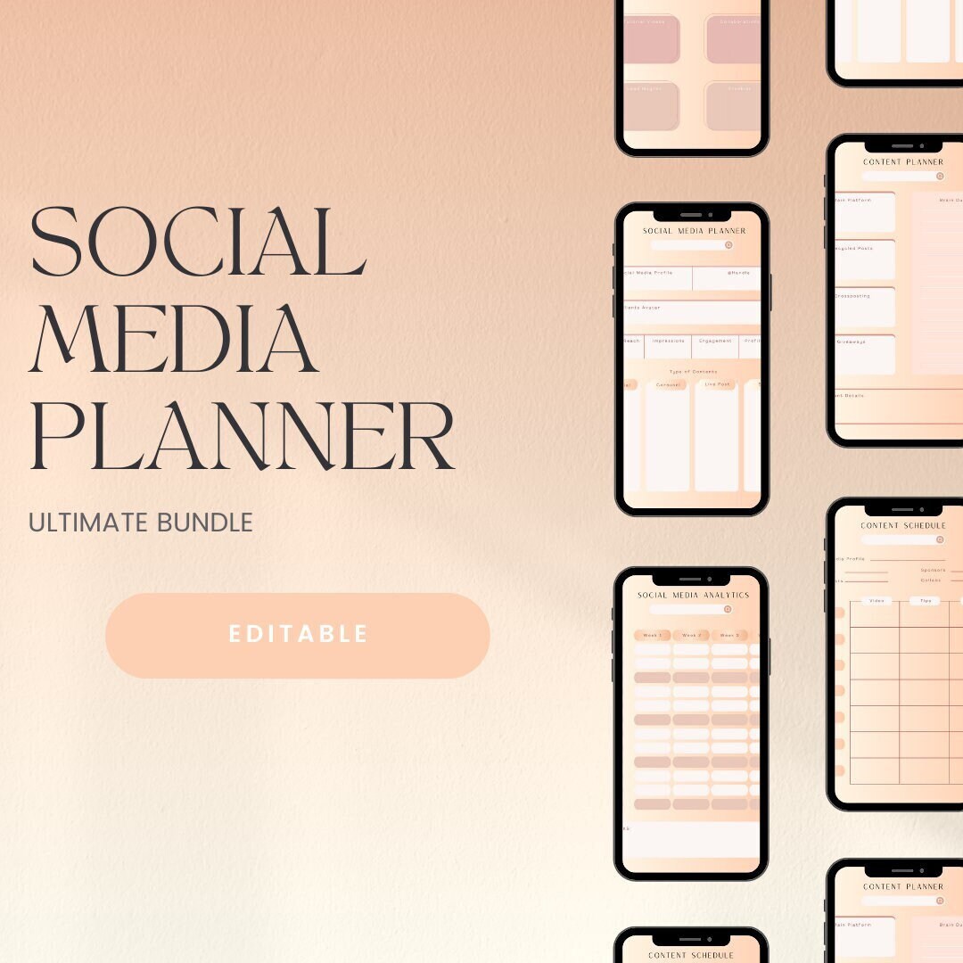 Editable Ultimate Social Media Planner Bundle Notes Workbook Journal ...