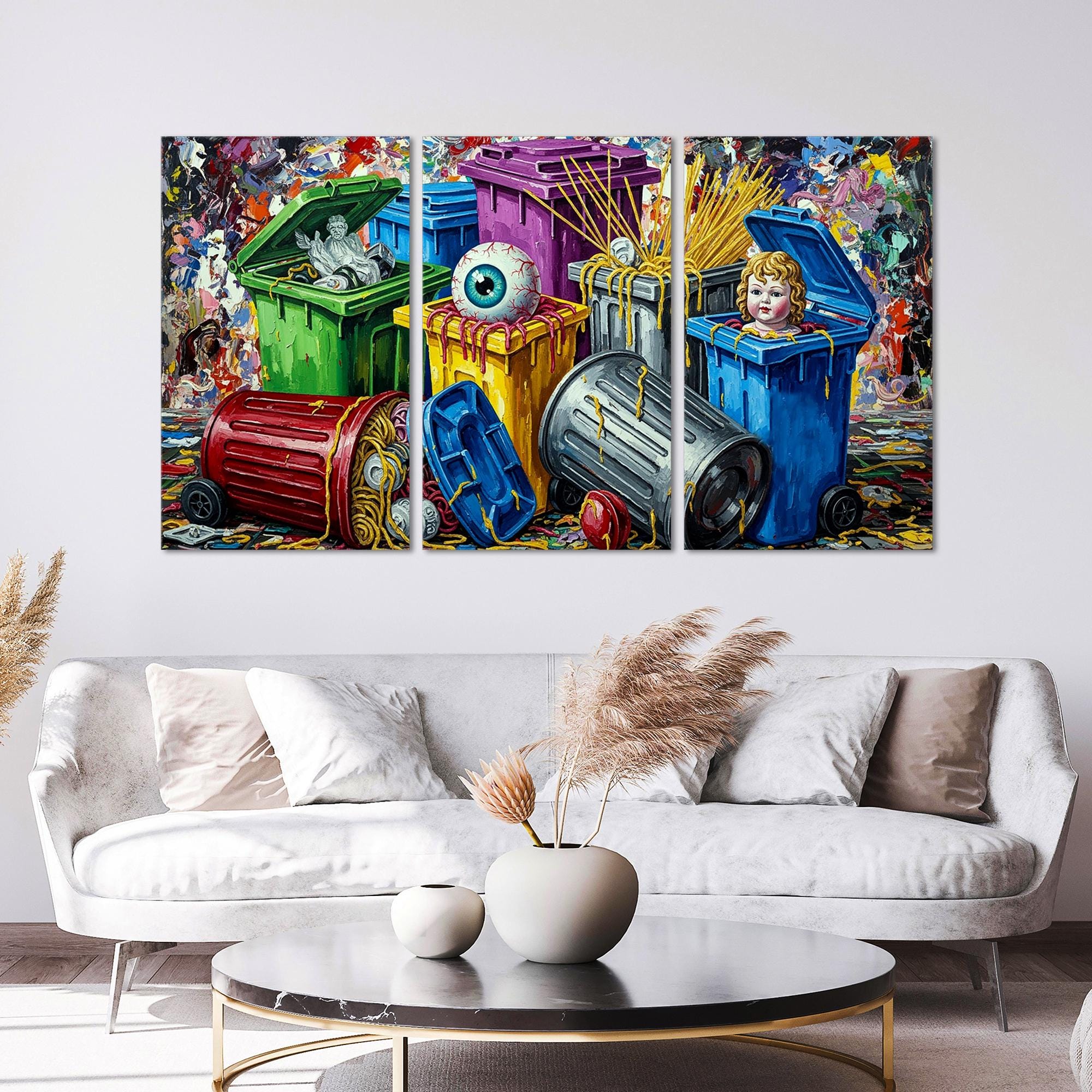 Colorful Contemporary Unique Wall Art, Framed Canvas Digital Print ...