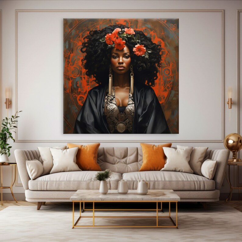 African Woman Art, Modern Canvas Wall Art Living Room, Black Woman Art, Abstract Canvas Print ...