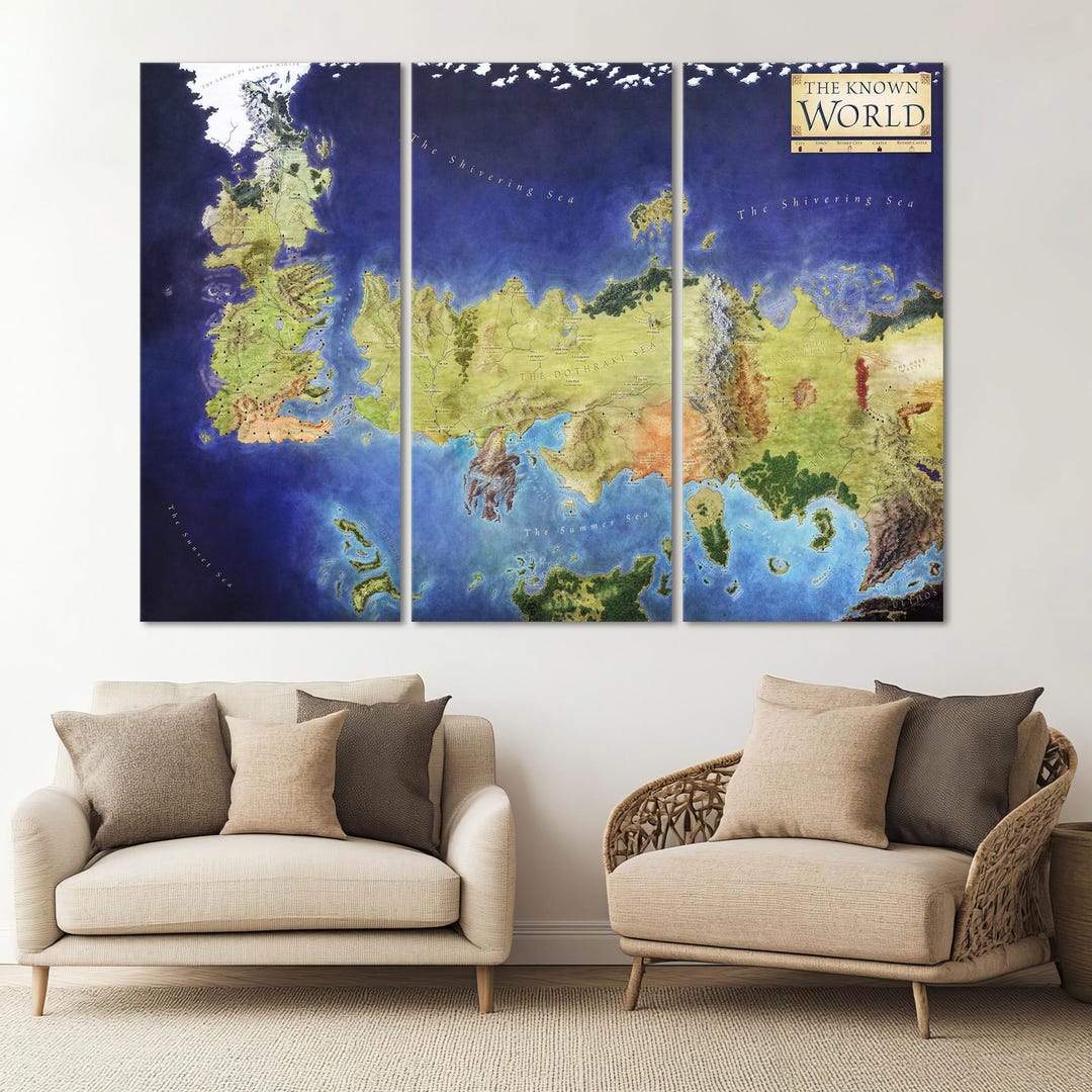 Game of Thrones Westeros Map Canvas Wall Decor, Westeros Map Canvas Art ...