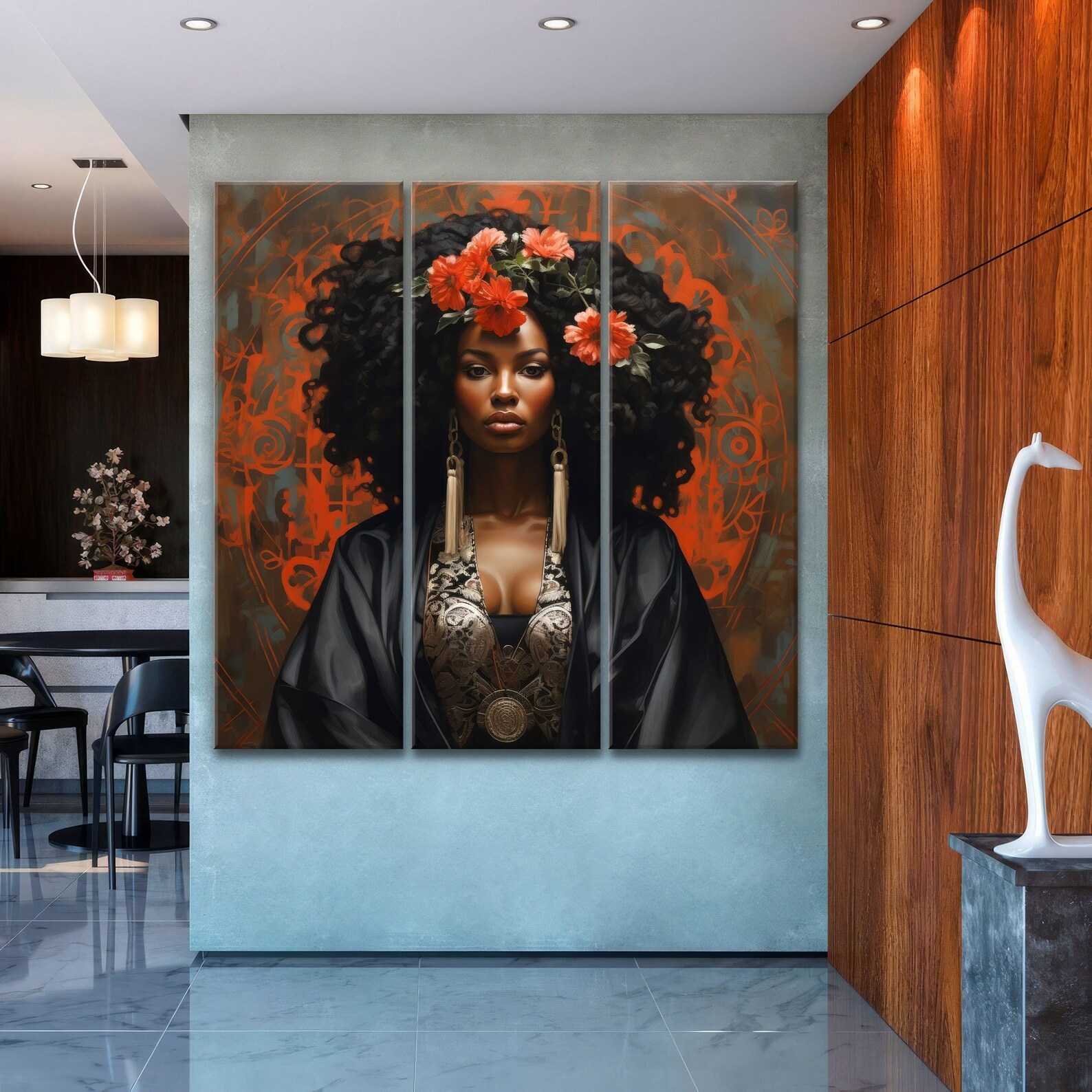 African Woman Art, Modern Canvas Wall Art Living Room, Black Woman Art, Abstract Canvas Print ...