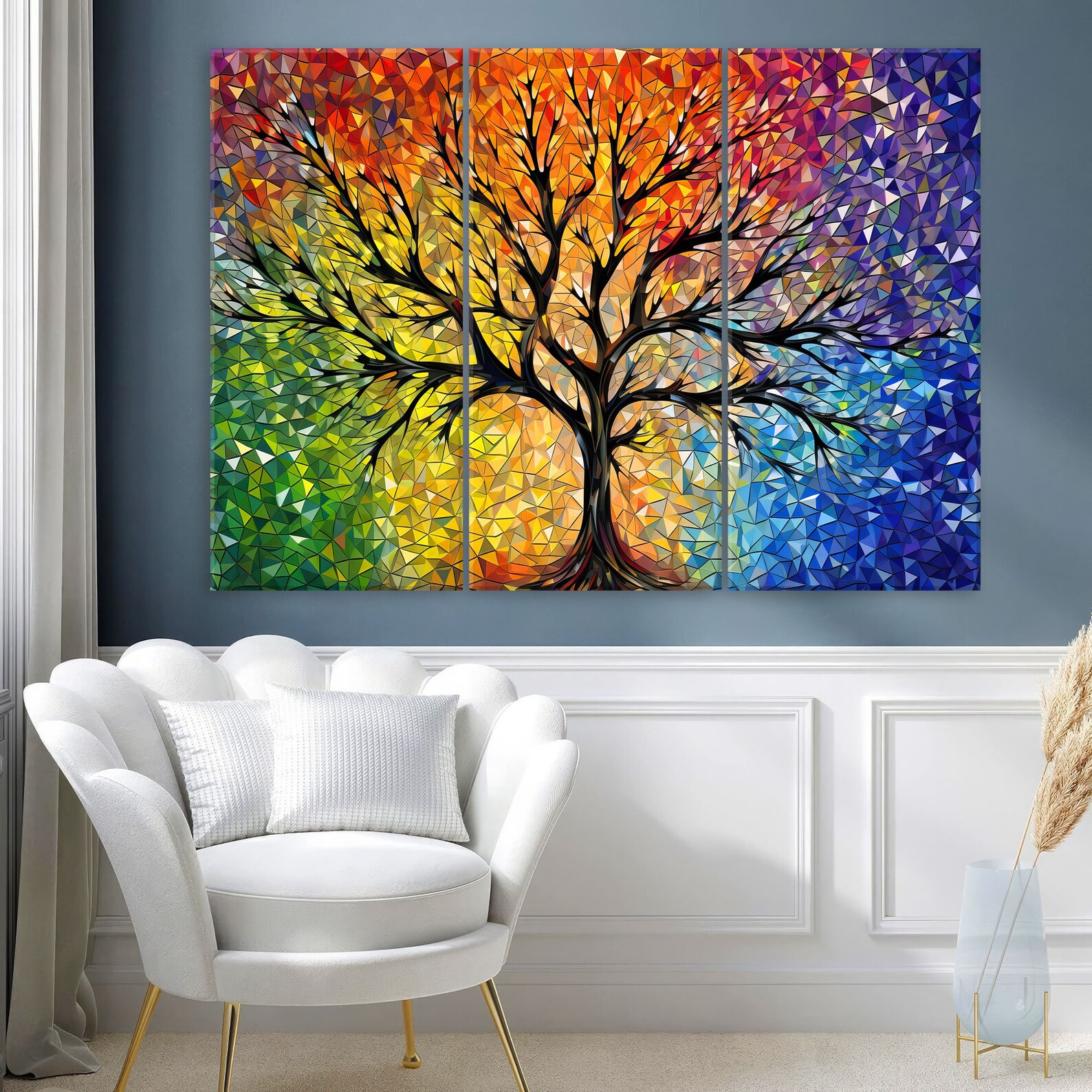 Abstract Tree Print on Canvas, Modern Canvas Wall Art Living Room ...