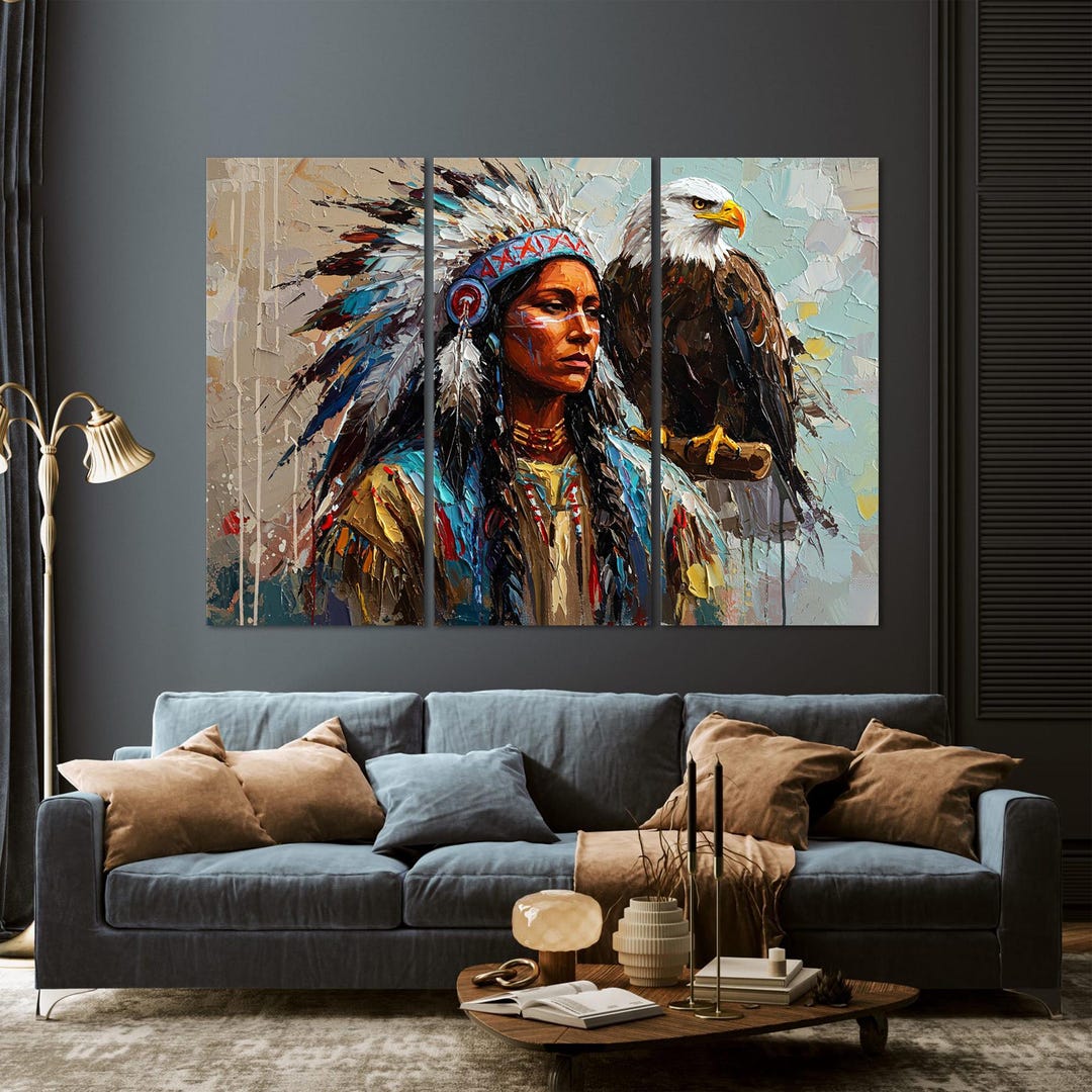 Native American Art Strong Woman Wall Art Canvas, Native American ...
