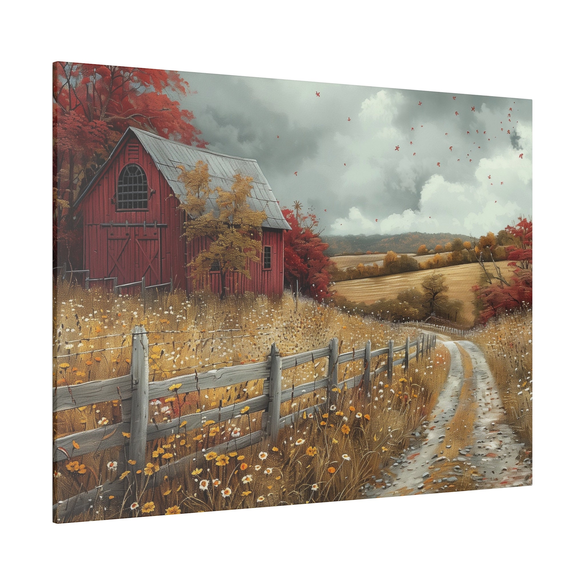 Barnyard During Fall Season - Canvas Artwork - Etsy