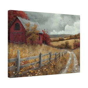 Barnyard During Fall Season Canvas Artwork - Etsy