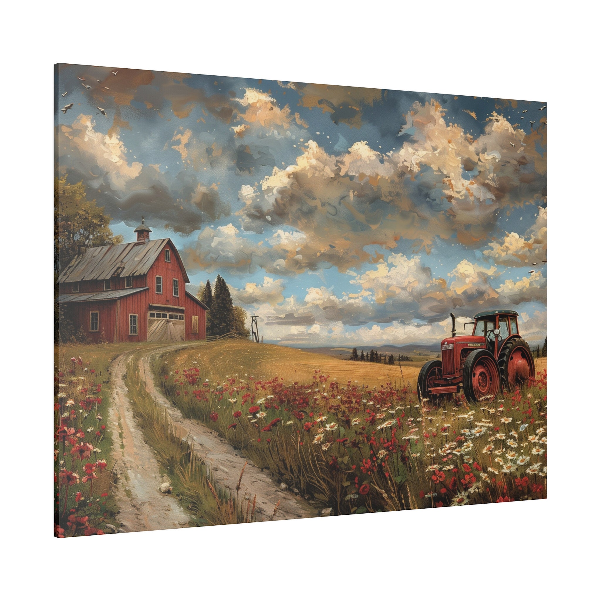 Peaceful Barnyard Tractor Canvas Wall Artwork - Etsy