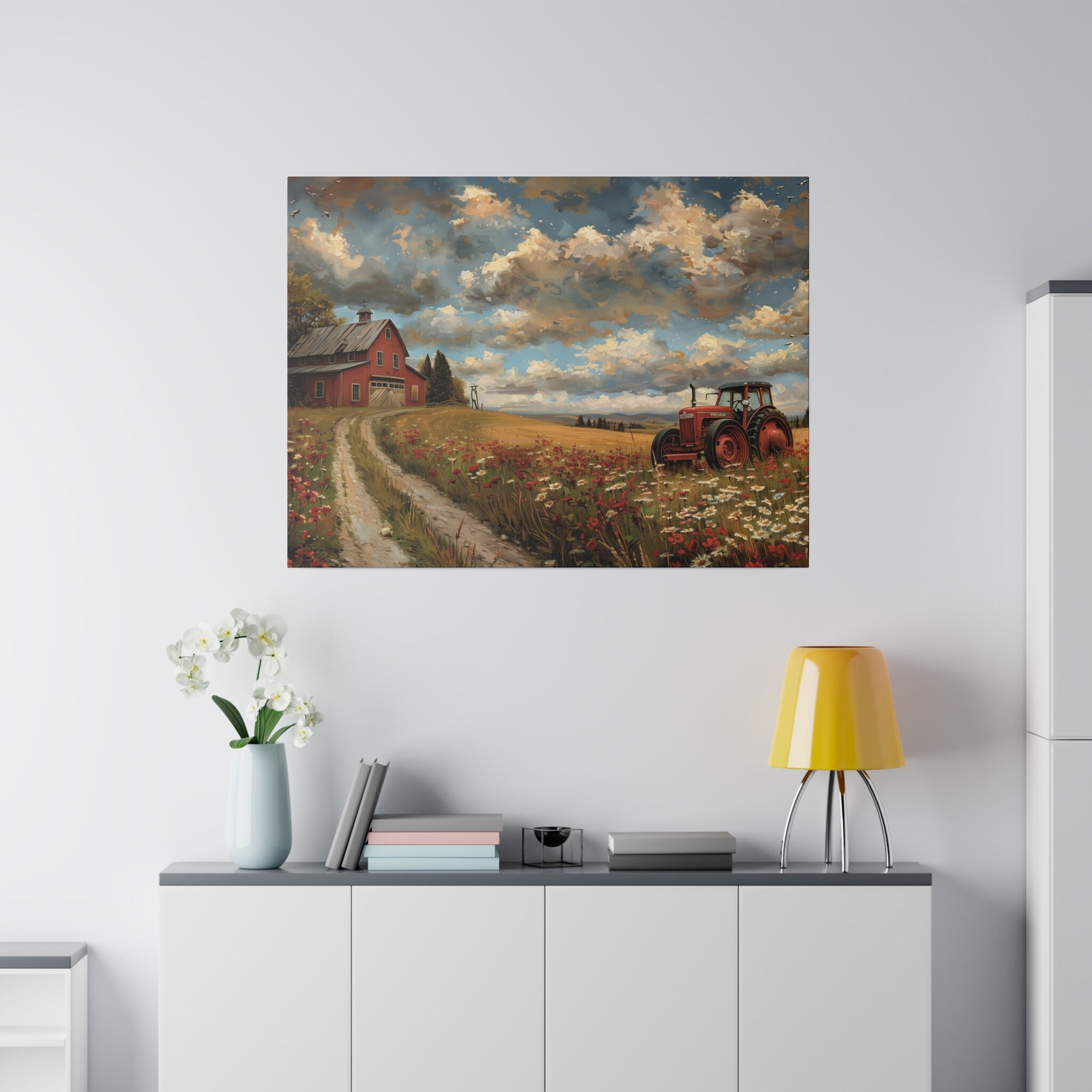 Peaceful Barnyard Tractor Canvas Wall Artwork - Etsy