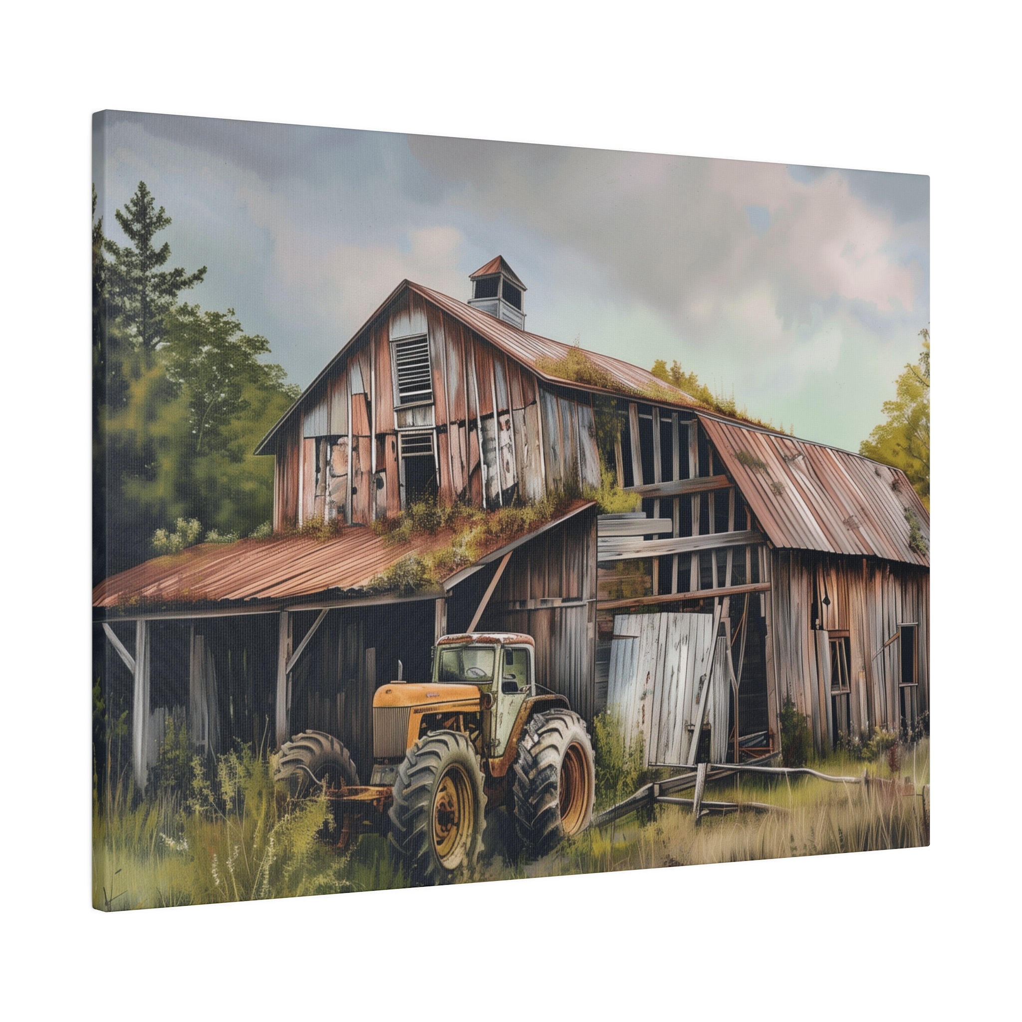 Old Rustic Barn With Tractor, Canvas Wall Art - Etsy