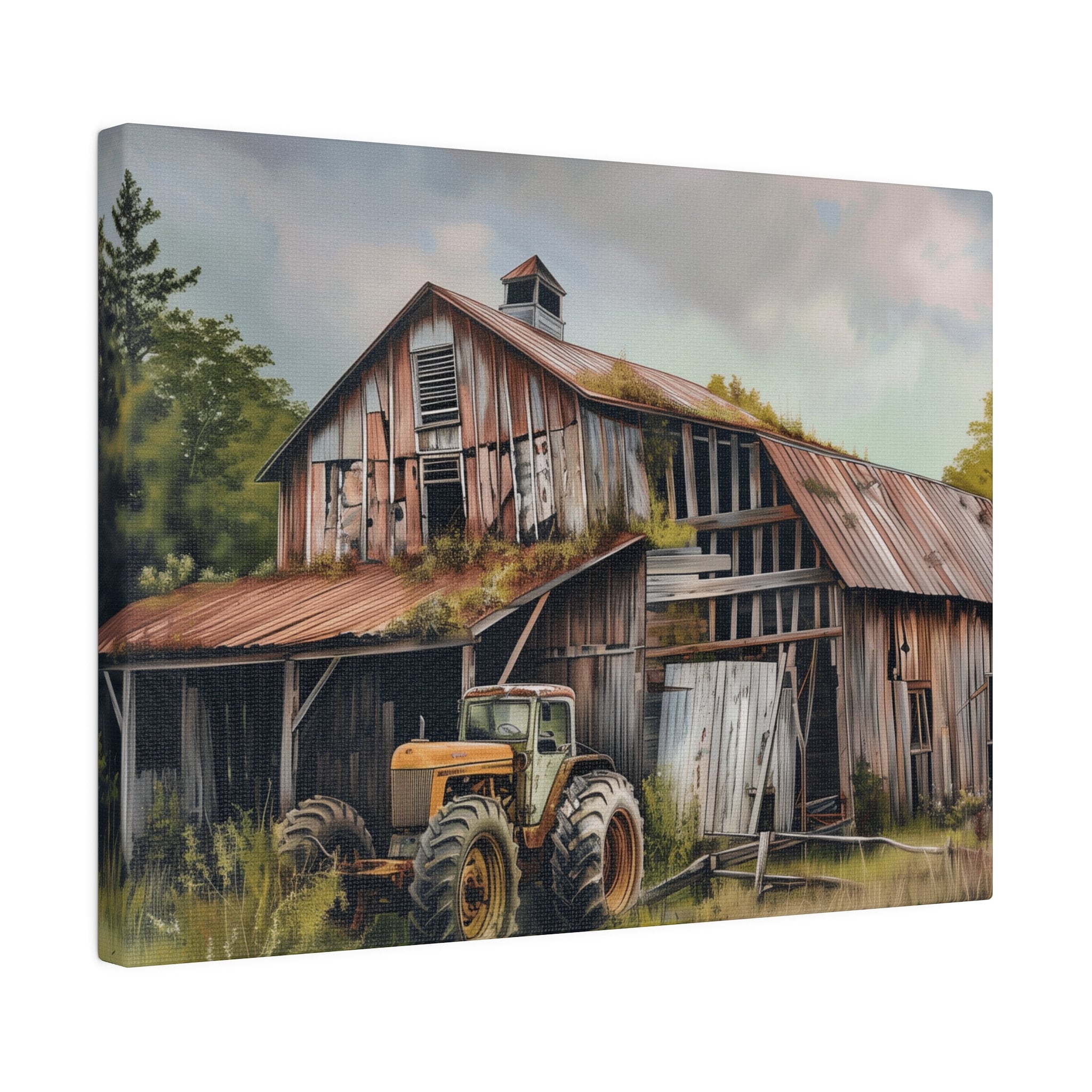 Old Rustic Barn With Tractor, Canvas Wall Art - Etsy