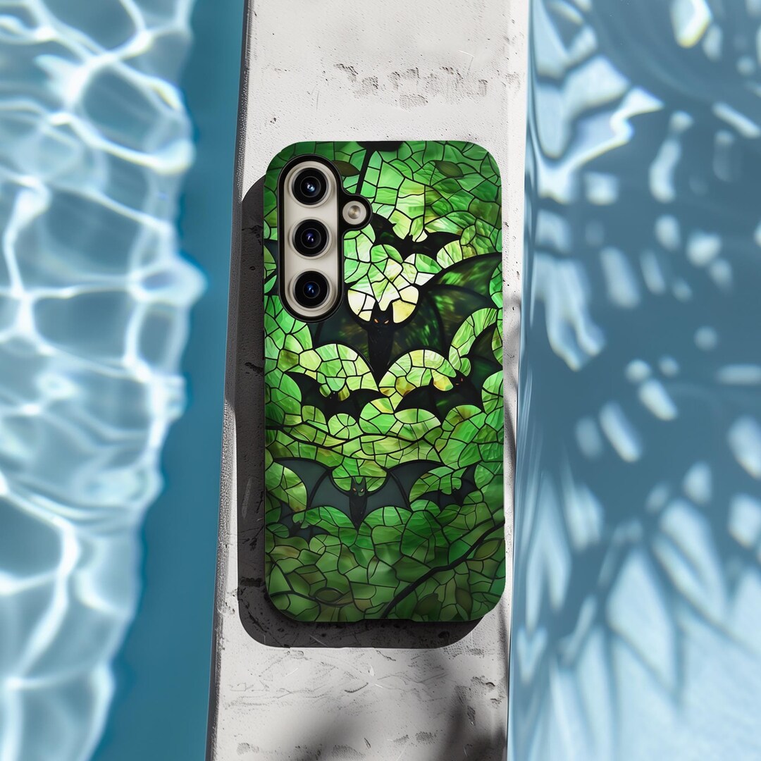 Gothic Emeralds Bats Stained Glass Phone Case for Samsung | Halloween ...