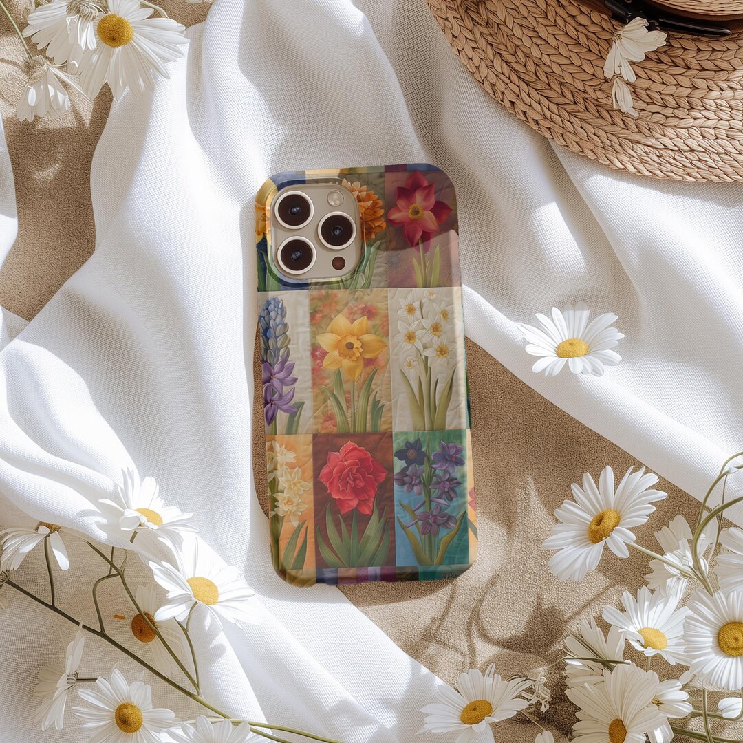 Spring Blossom Patchwork Quilt iPhone Cover | Neutral Floral Patchwork ...