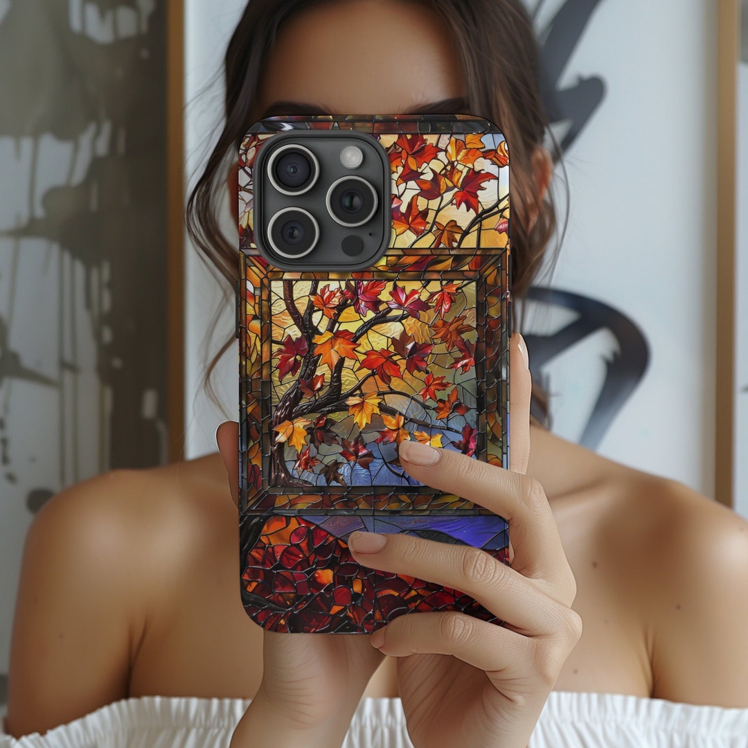 Fall Leaves Stained Glass iPhone Case | Fall Cozy Stained Glass ...