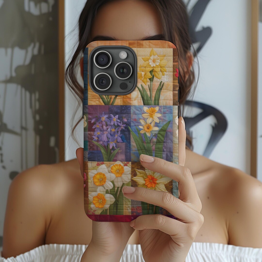 Floral Patchwork Quilt Phone Case: Cottagecore Spring Flowers - Etsy