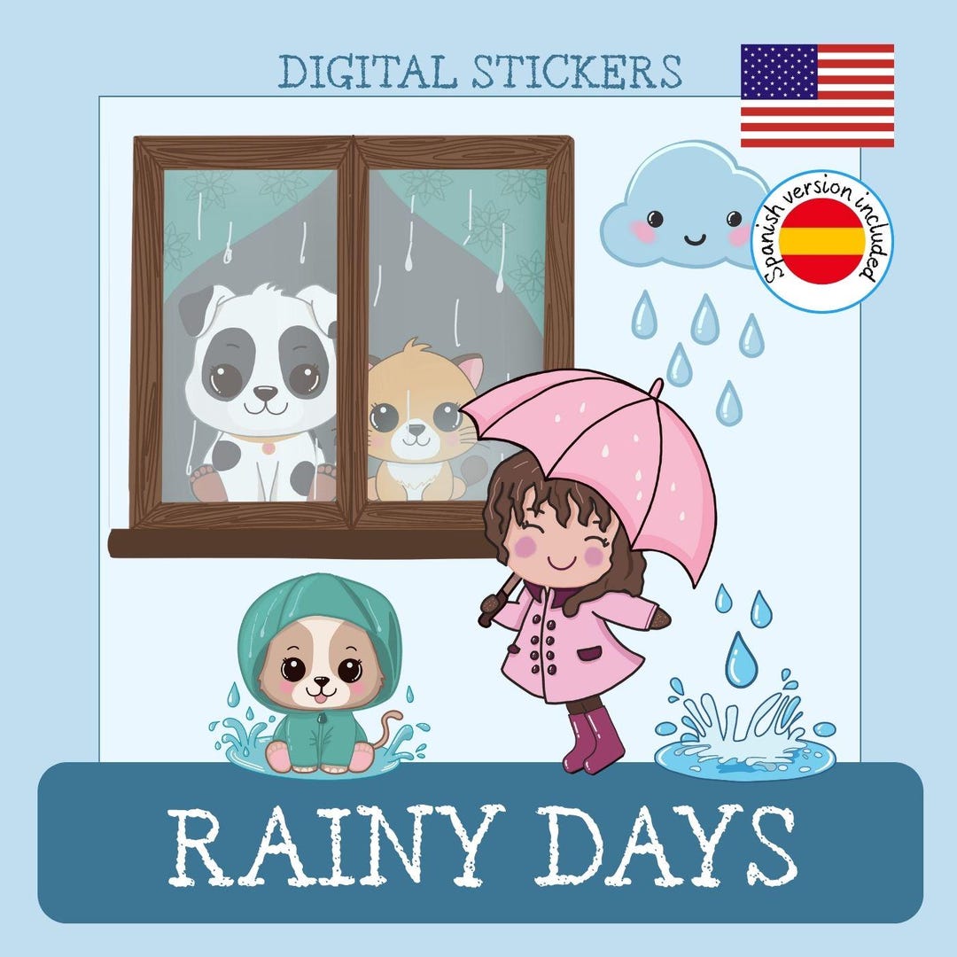 Rainy Days Sticker Pack – 35 Weather & Umbrella Stickers | Cute Rain ...