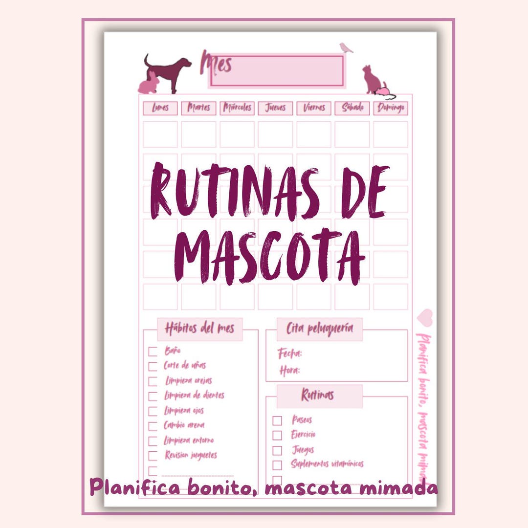 Printable and Digital Pet Routine Planner. Track Your Beloved Pet's ...