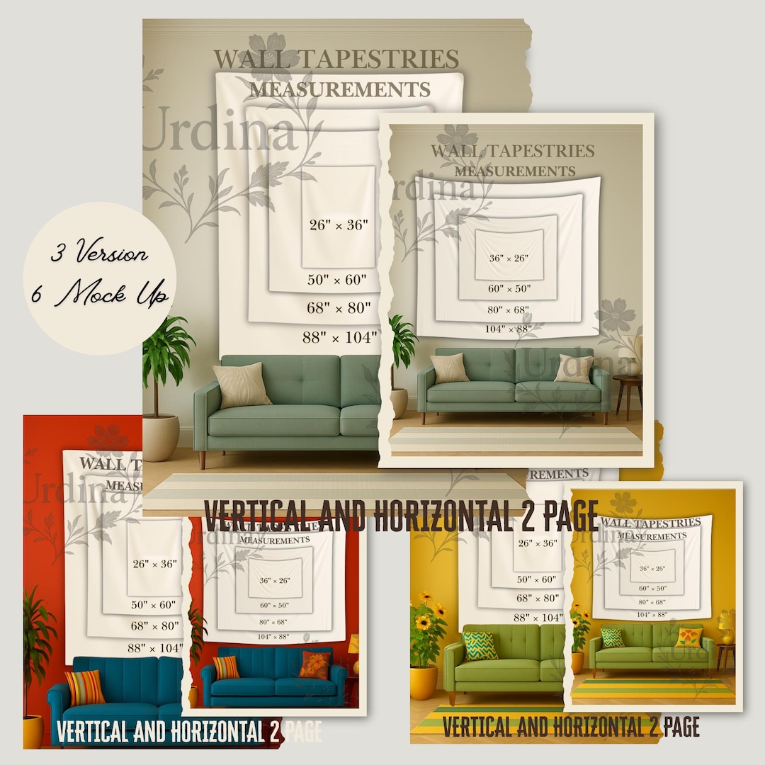 Tapestry Size Chart Mockup: Vertical & Horizontal (digital Download) - Etsy