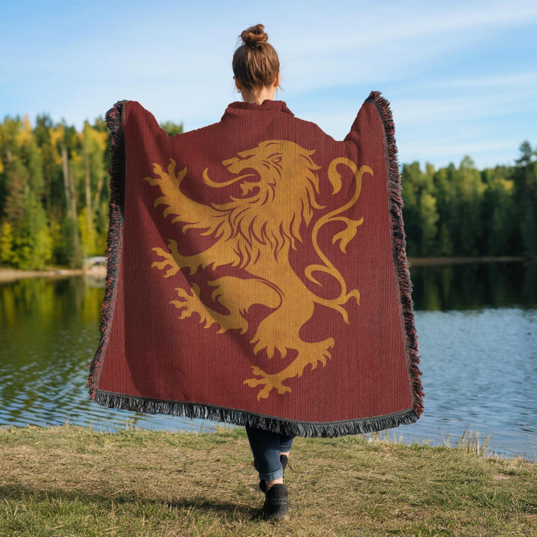 Heraldic Lion Woven Blanket, Medieval Throw Blanket, Castle Decor ...