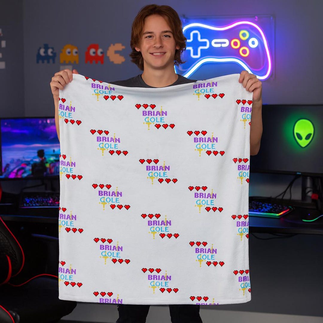 Custom Pixel Art Name Blanket: Retro Gamer Throw - Etsy