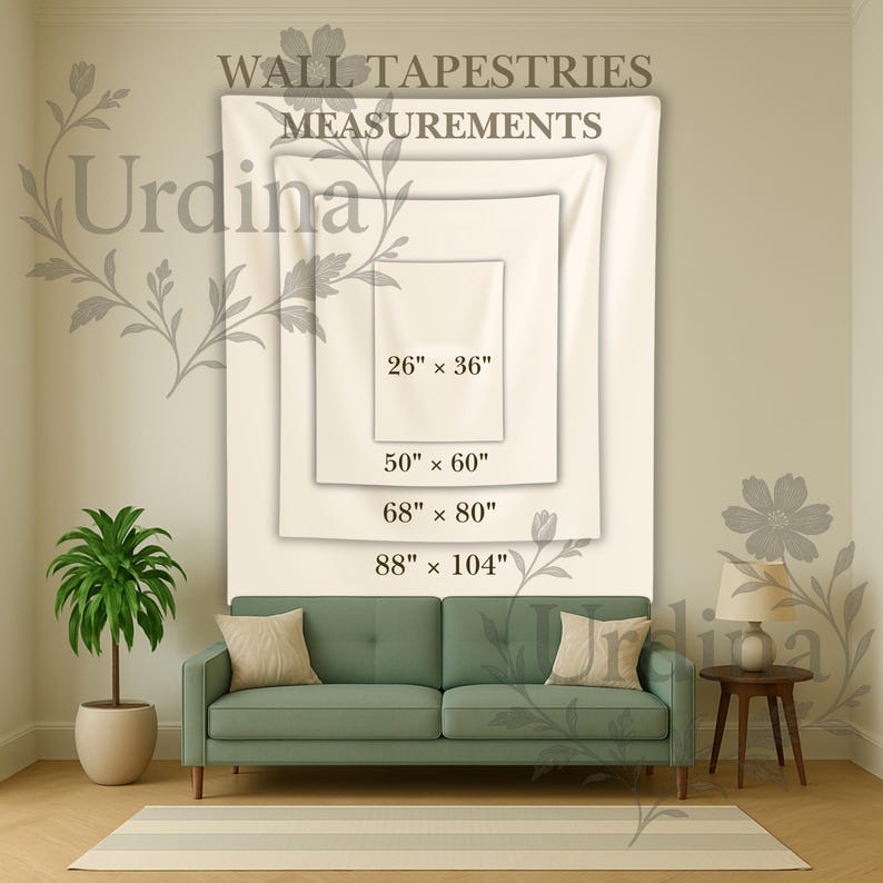 Tapestry Size Chart Mockup: Vertical & Horizontal (digital Download) - Etsy
