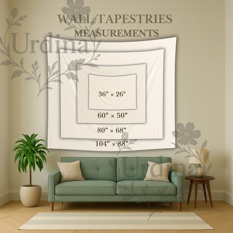Tapestry Mockup Size Chart, Listing Photo, Size Chart Tapestry ...