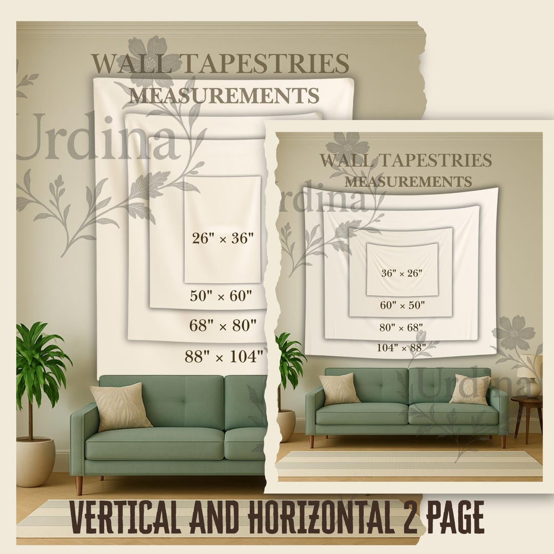 Tapestry Size Chart Mockup: Vertical & Horizontal (digital Download) - Etsy