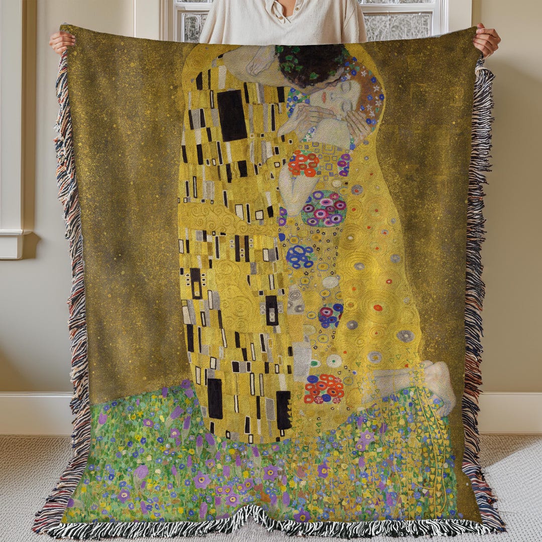 Gustav Klimt the Kiss Woven Blanket: Art Nouveau Cotton Throw - Etsy