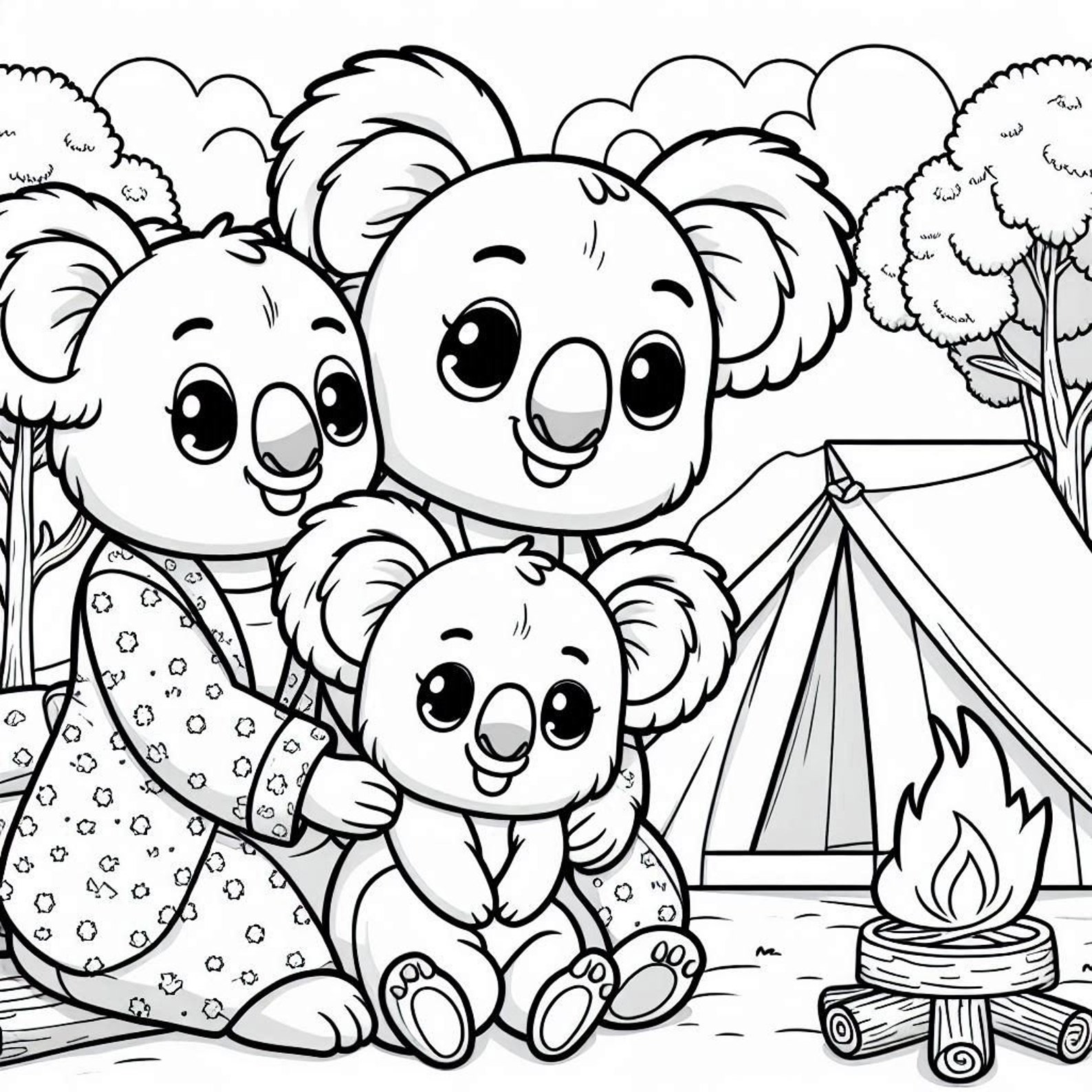 50 Cute Koala and Friends Coloring Book Pages, Volume 1 - Etsy
