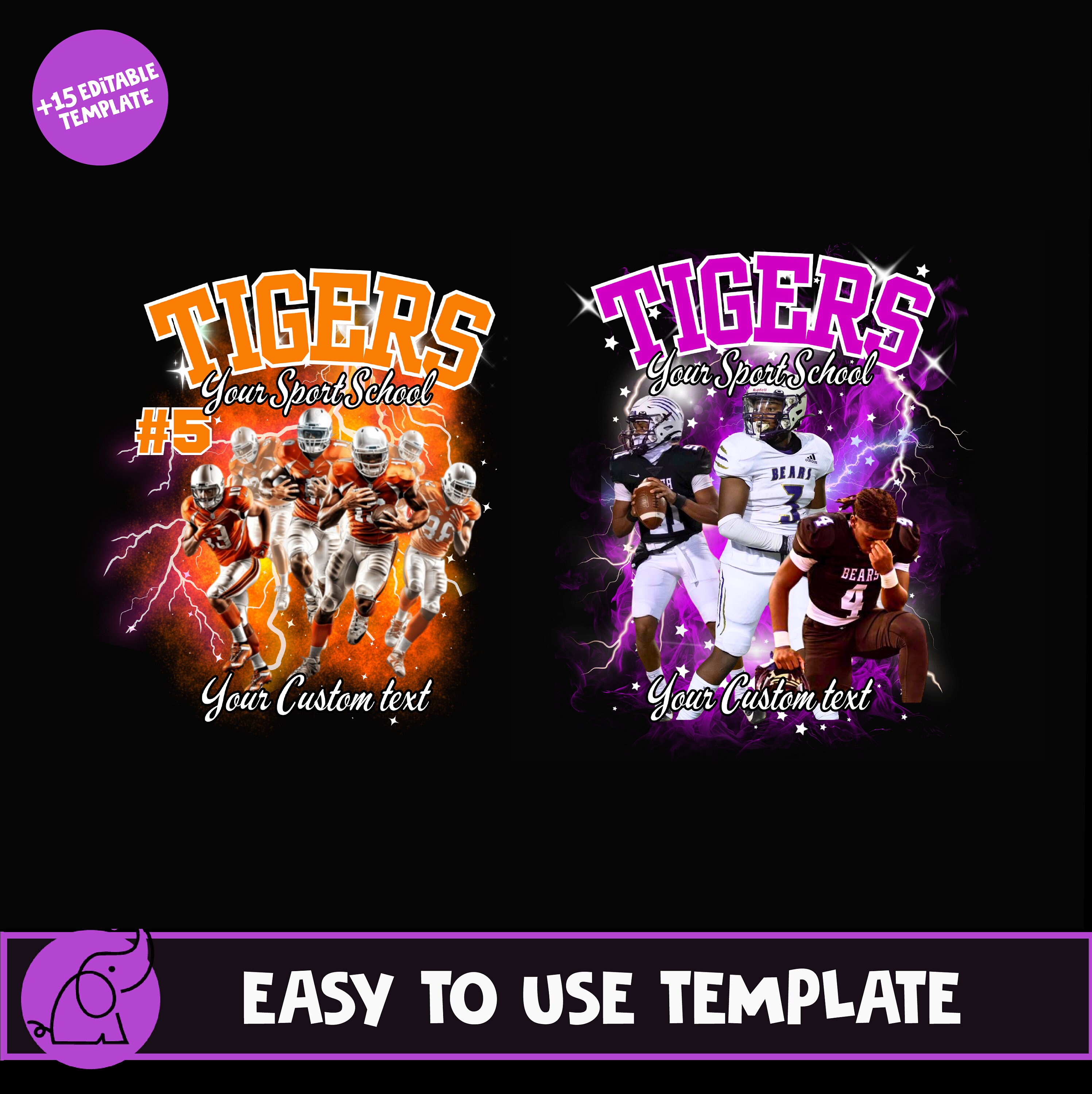 Editable Football Team Collage Shirt, Custom Mascot Canva Template ...