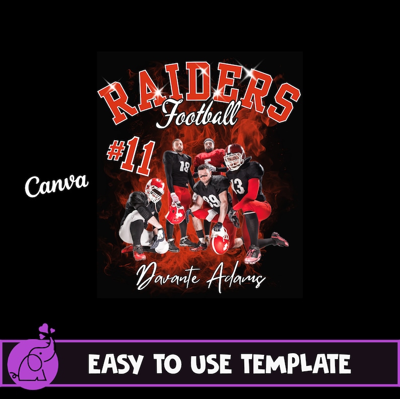 Customizable 90s Football Raiders Shirt: Editable Canva Template for ...
