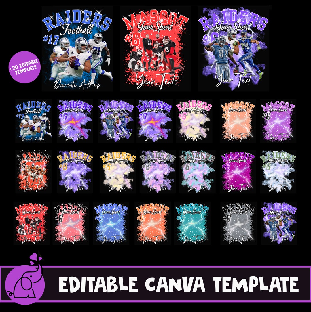Custom Football Canva Template, School Mascot Shirt, Photo Collage ...